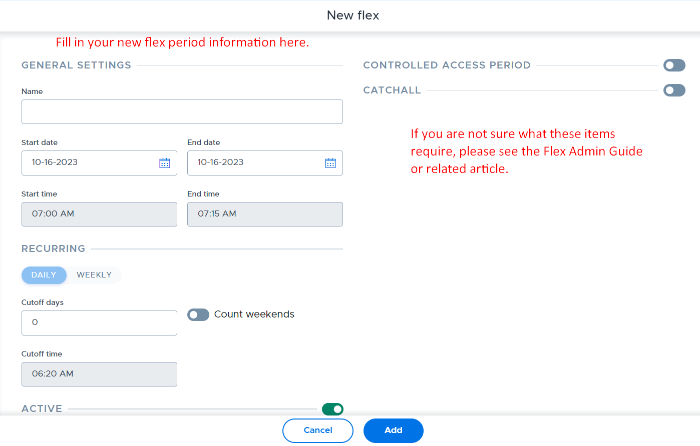 Flex - Can I add a new flex period to the system? – Support