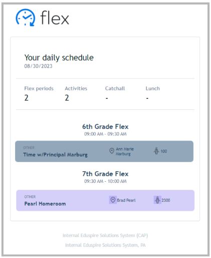 Flex - What time are student morning agenda emails sent & can the time be customized? – Support